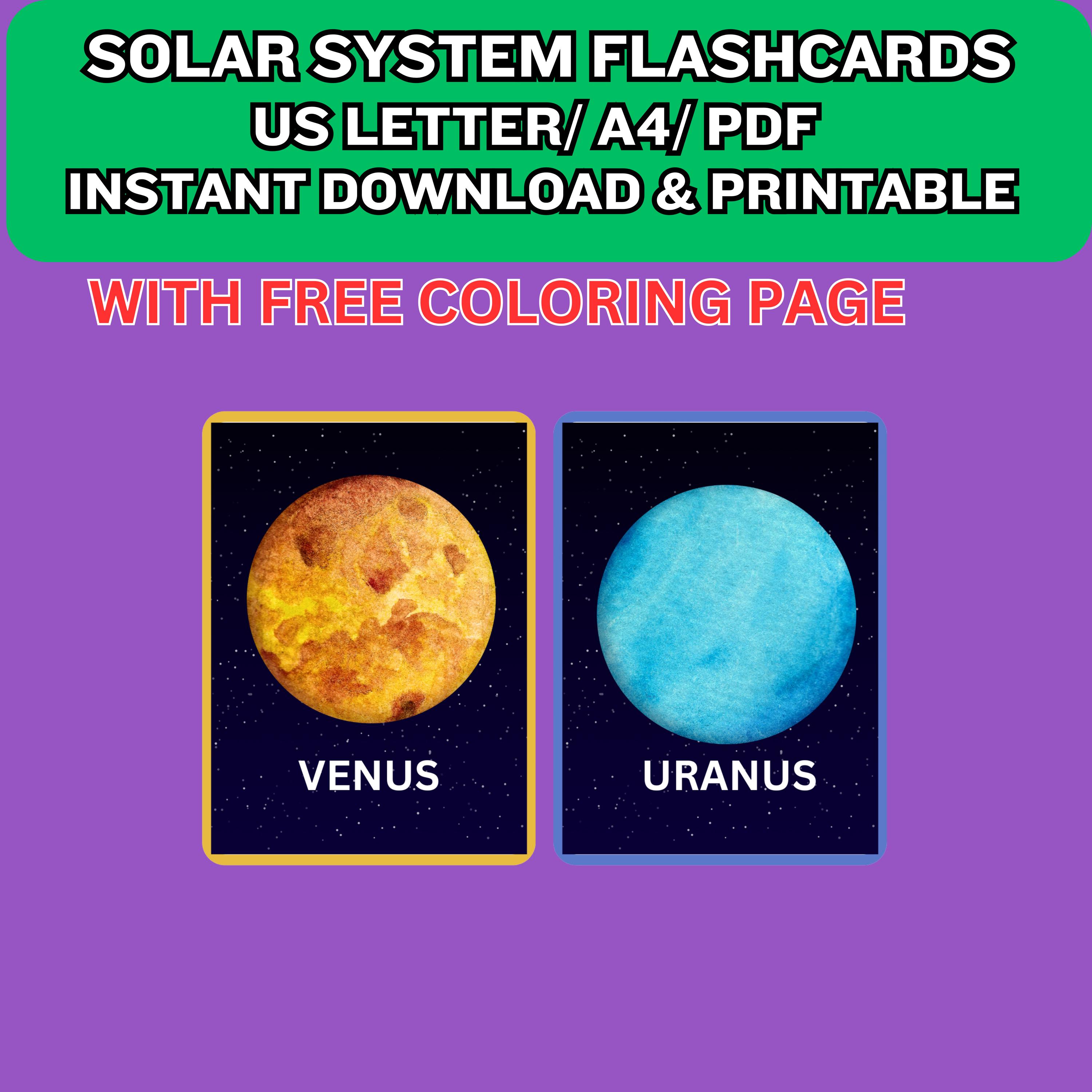 Solar System Flashcard for Kids System Planets Flashcard Printable ...