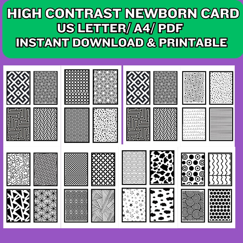 High Contrast New Born Card Black and White 0-6 Months Baby Stimulus ...