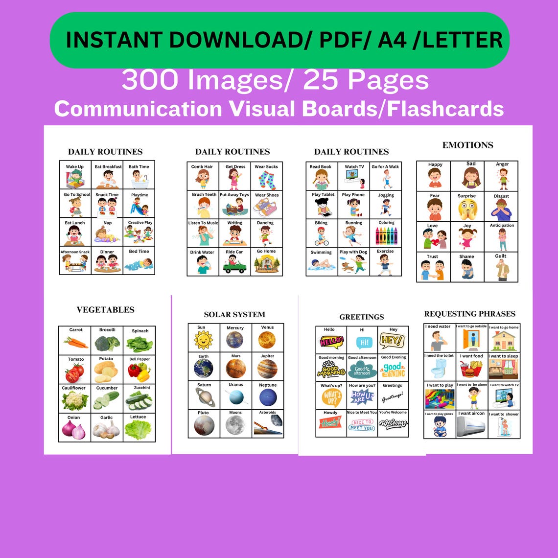 Communication Cards, Visual Cards, Daily Routine Cards, Visual Boards ...