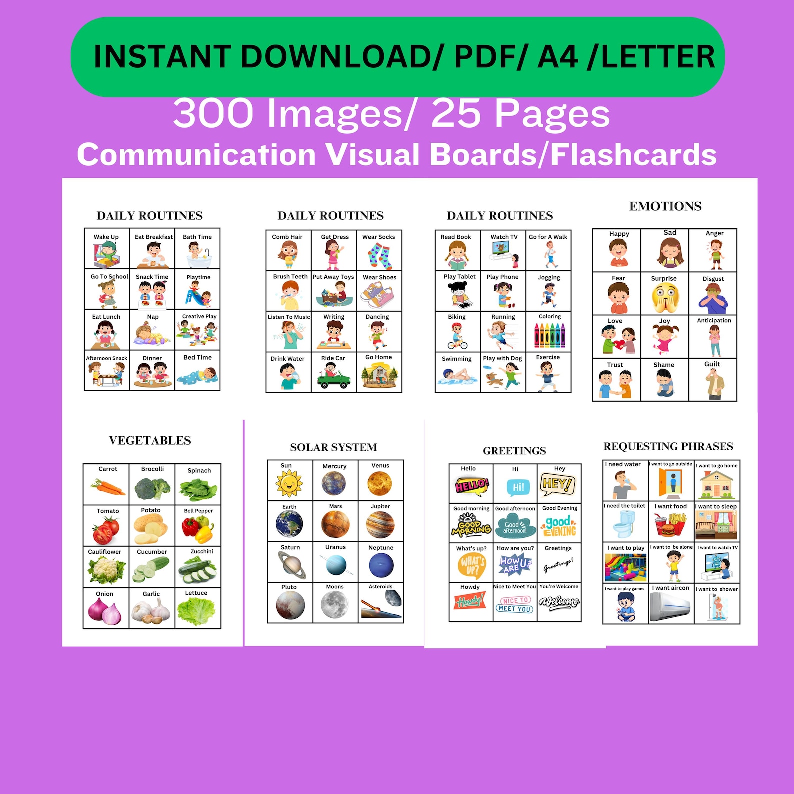 Communication Cards, Visual Cards, Daily Routine Cards, Visual Boards ...