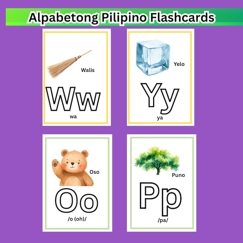 Filipino Alphabet Flashcards Printable, Tagalog ABC Cards for Kid ...