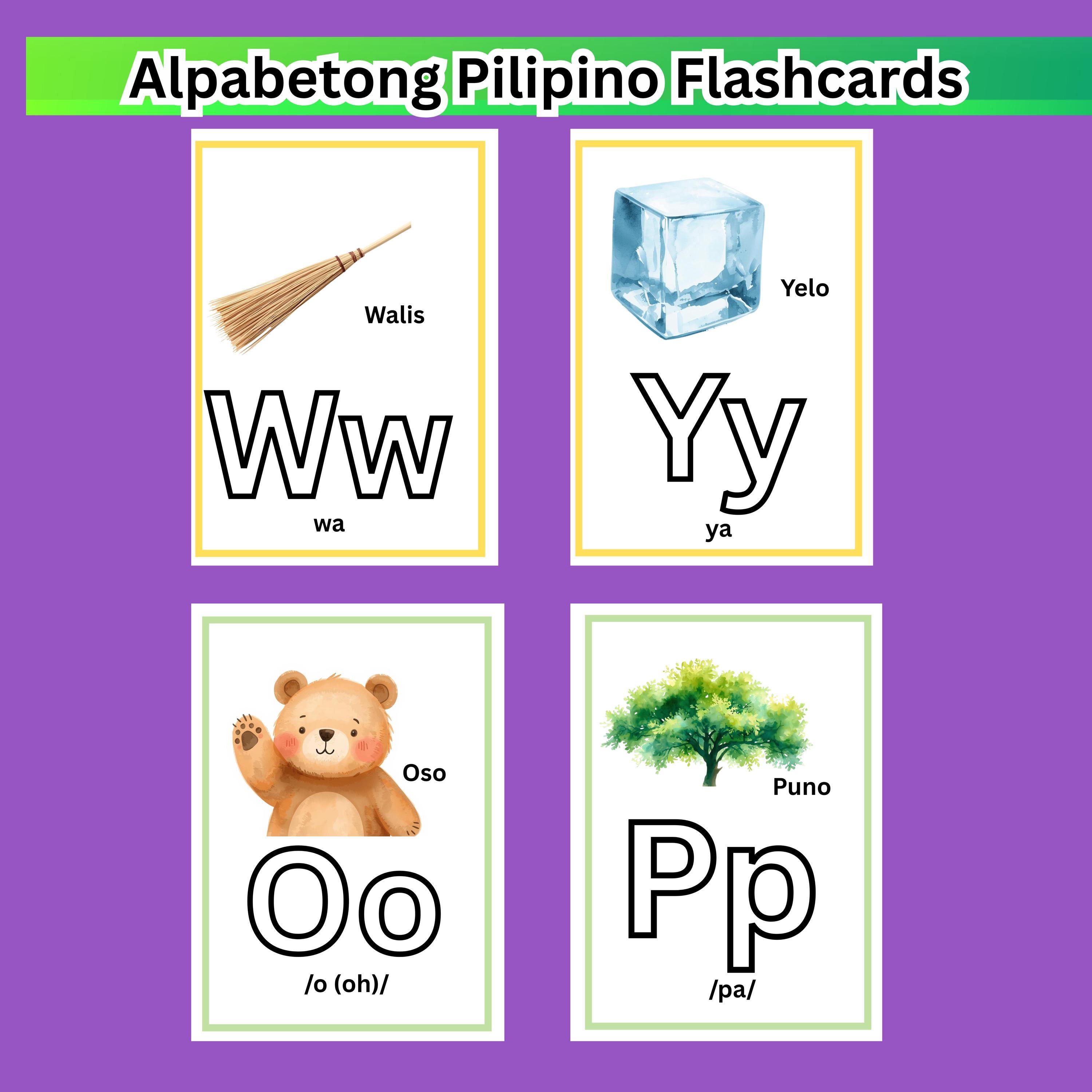Filipino Alphabet Flashcards Printable, Tagalog ABC Cards for Kid ...