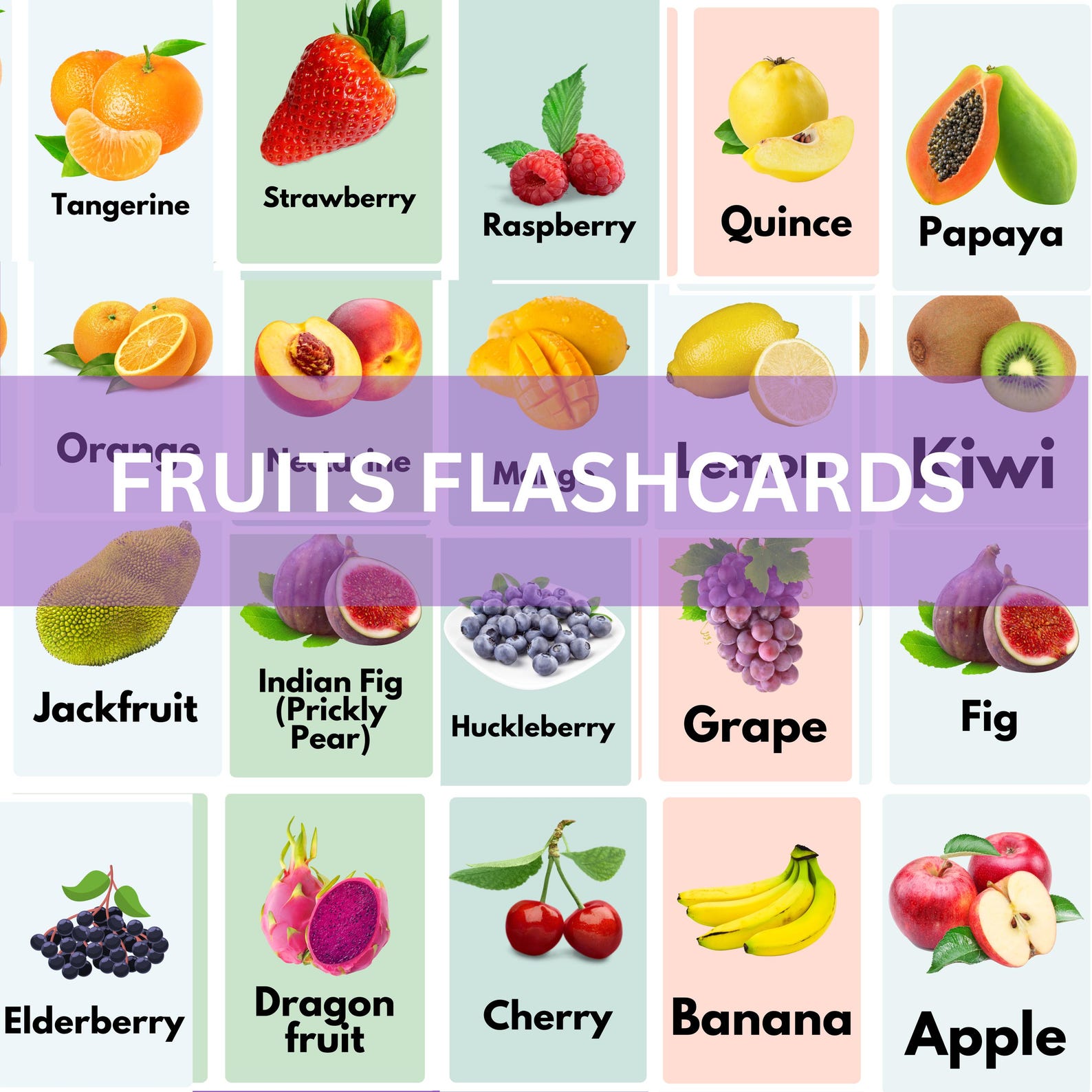 Flashcard for Toddler 1-3 Alphabet Fruit ABC Fruits Flashcard Letter ...