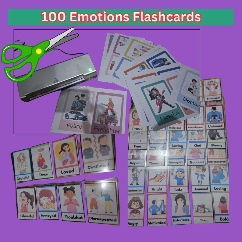 100 Emotions Flashcards: Printable Educational Tool (PDF) - Etsy