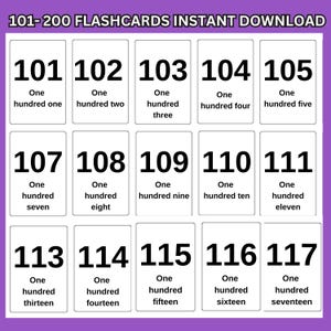 Number Flashcard 101-200 Flashcards Counting Number Flashcard Learning ...