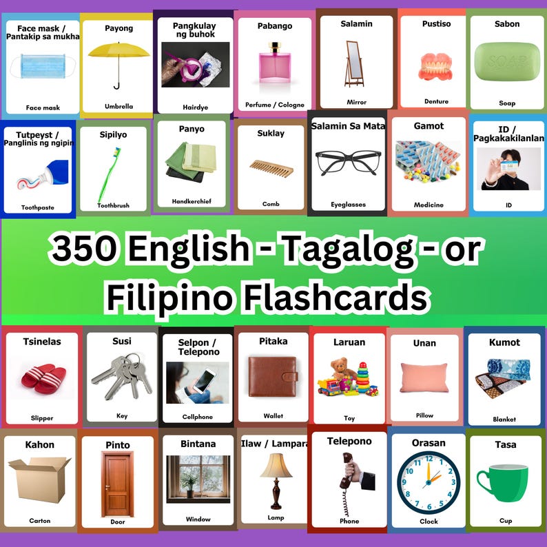 Tagalog English Flashcards: Bilingual Learning for Kids (PDF Download ...