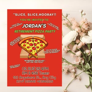 Retirement Pizza Party Invitation: Funny Coworker Farewell (5x7 ...