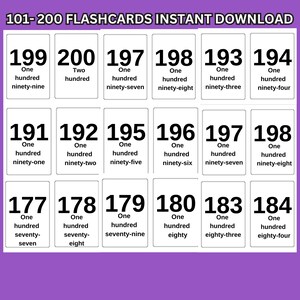 Number Flashcard 101-200 Flashcards Counting Number Flashcard Learning ...
