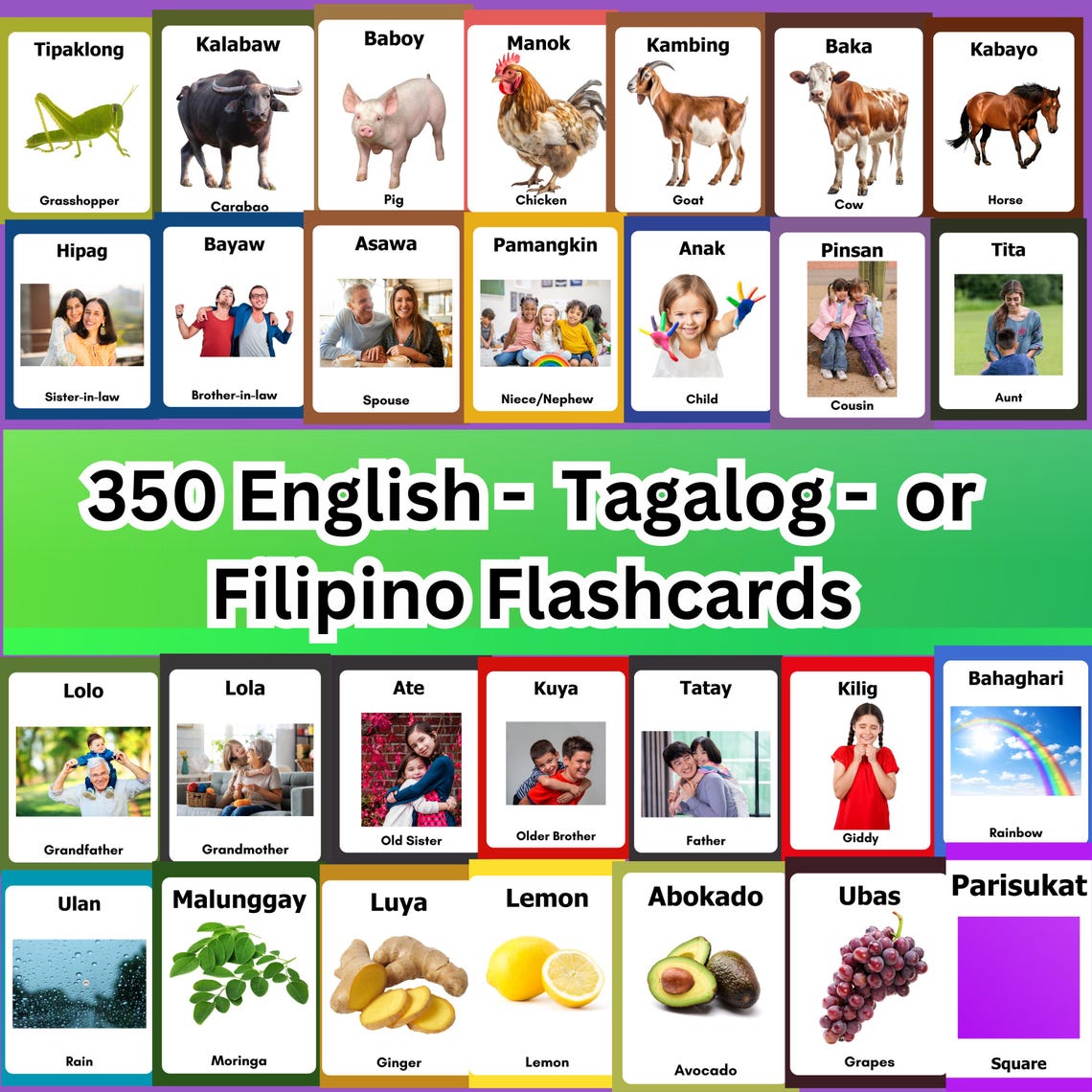 Tagalog English Flashcards: Bilingual Learning for Kids (PDF Download ...
