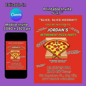 Retirement Pizza Party Invitation: Funny Coworker Farewell (5x7 ...