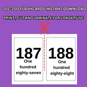 Number Flashcard 101-200 Flashcards Counting Number Flashcard Learning ...