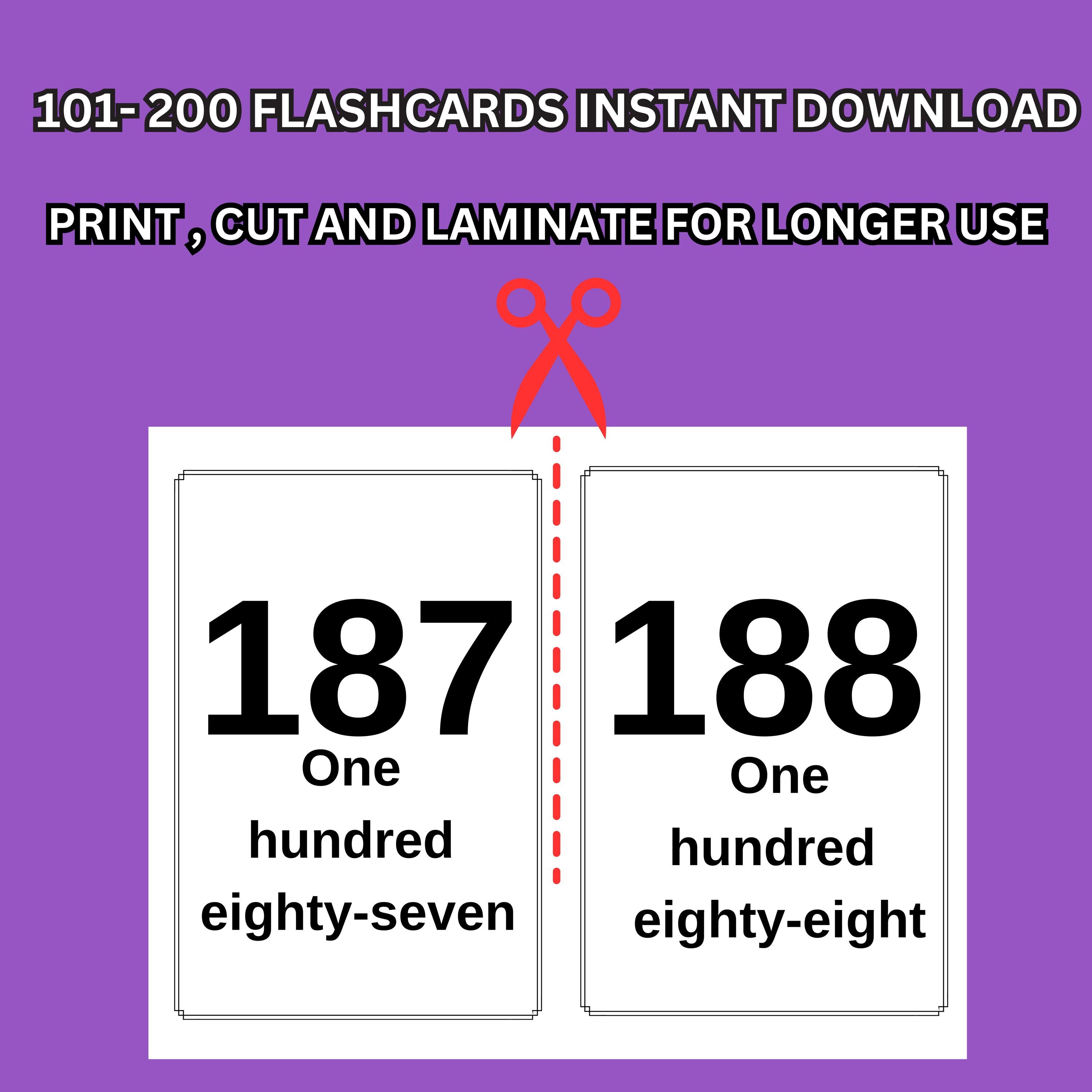 Number Flashcard 101-200 Flashcards Counting Number Flashcard Learning ...