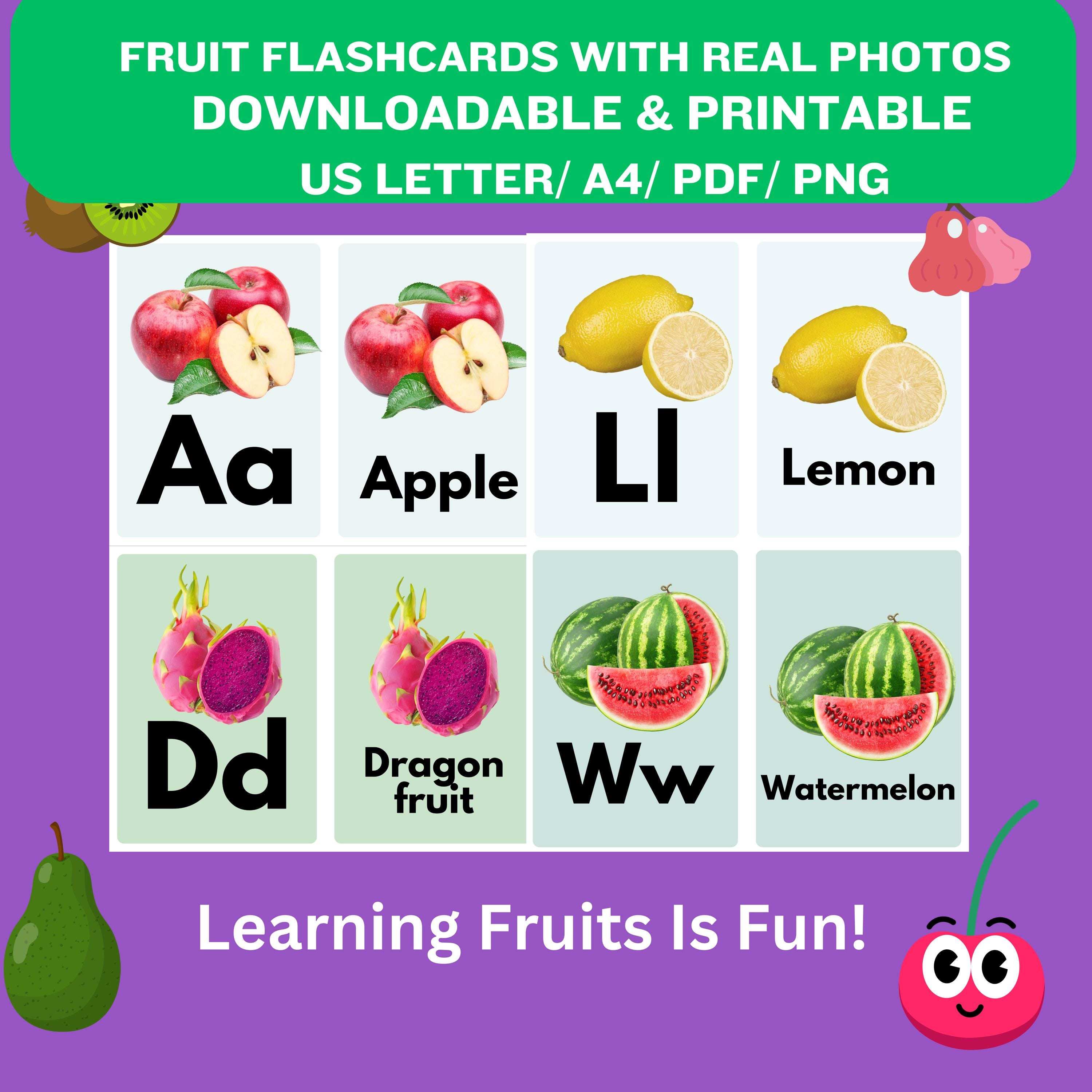 Alphabet Fruit Flashcards: ABC Learning for Toddlers (PDF & JPG) - Etsy