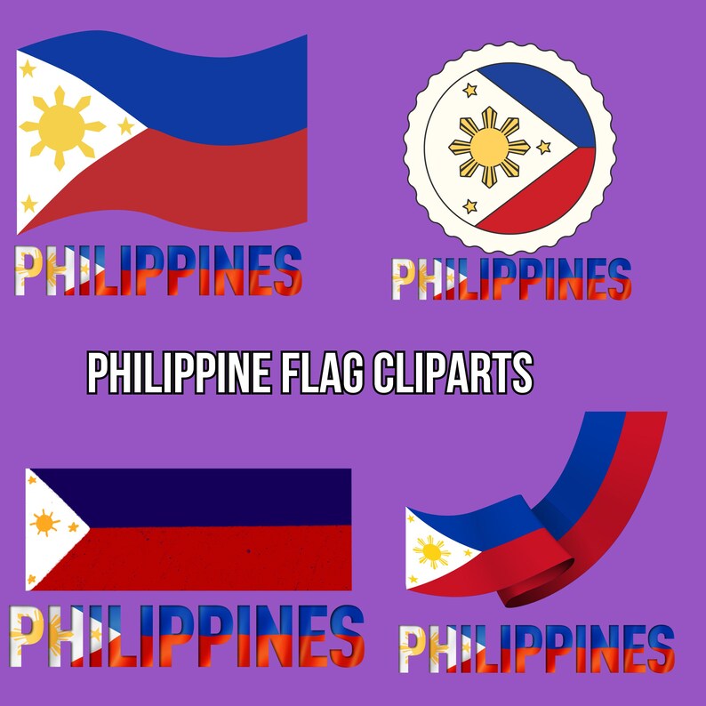 Philippine Flag Clipart: High-res PNG Bundle for Sublimation - Etsy