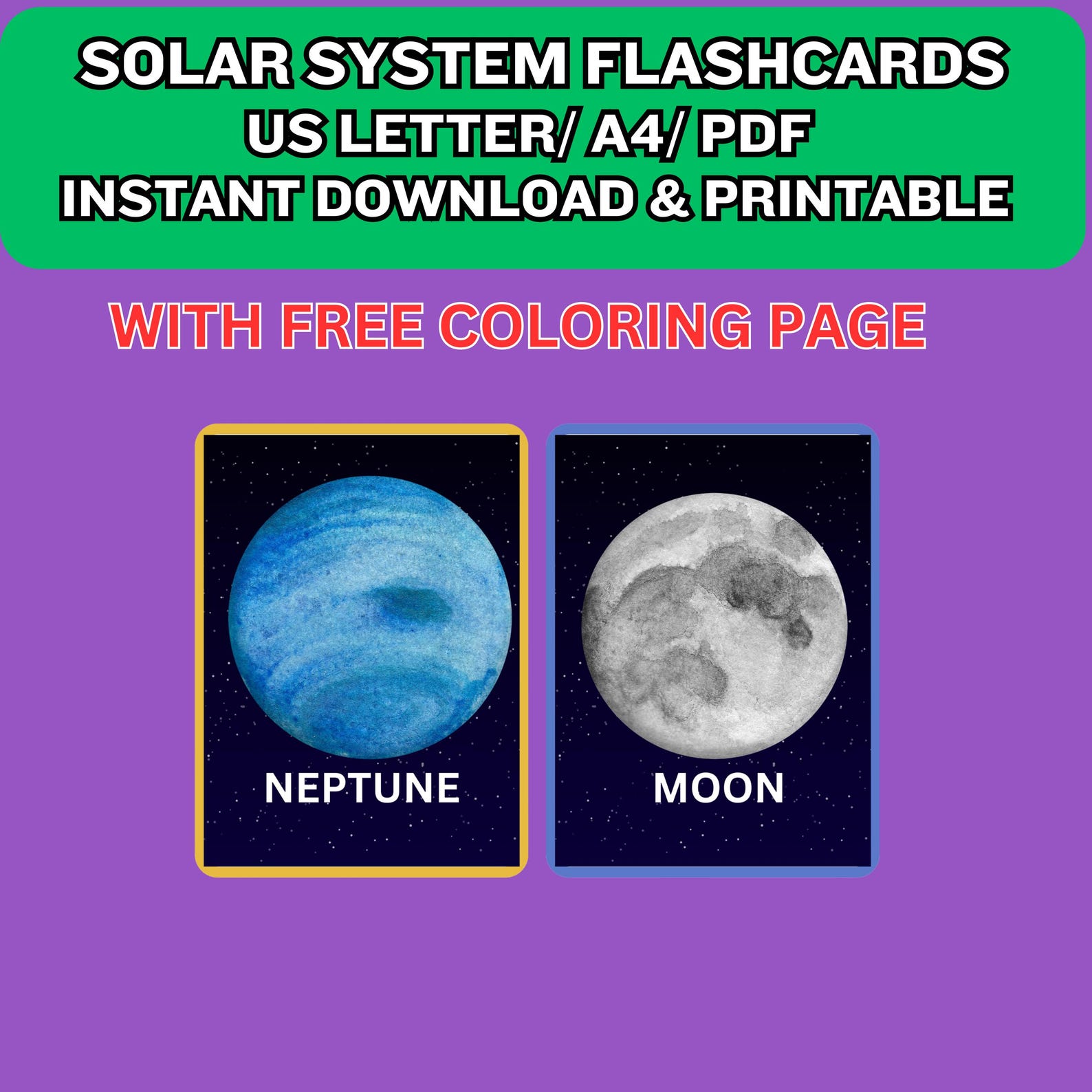 Solar System Flashcard for Kids Flashcard Solar System Planets ...