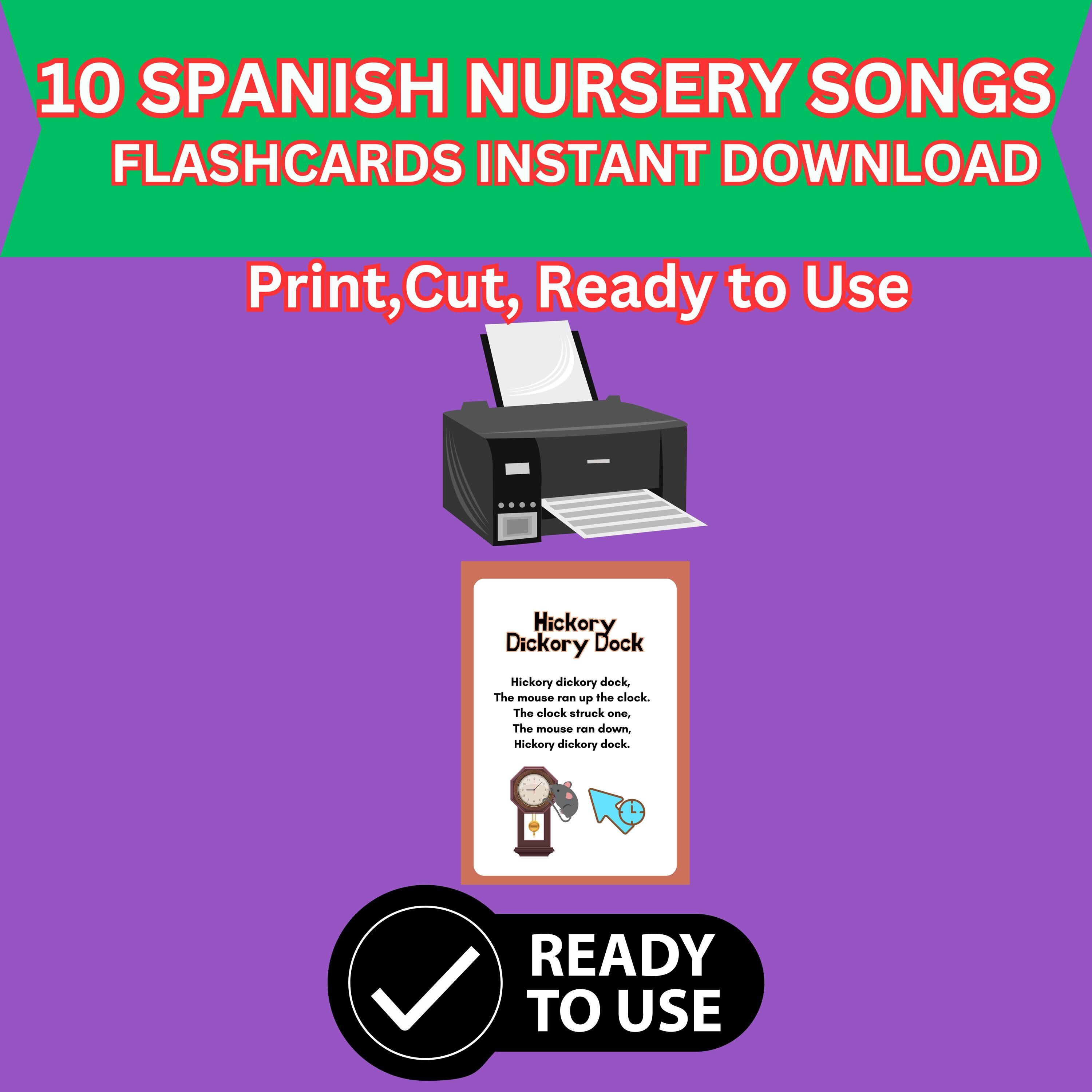 Spanish Nursery Rhymes Printable Posters: Bilingual Kids Songs (PDF ...