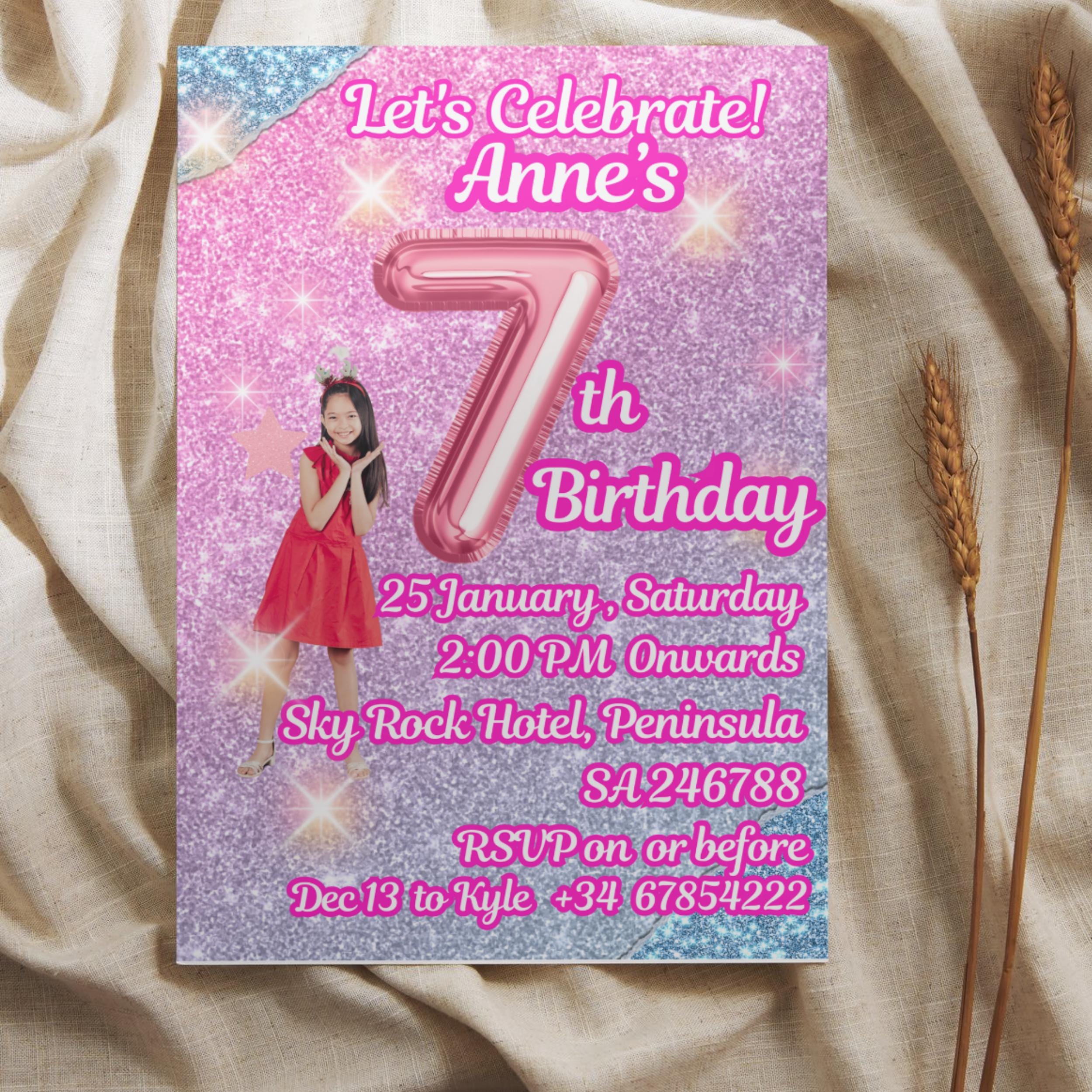 Editable Glitter Party Invitation Pink Glitter Invite Glitter Birthday ...