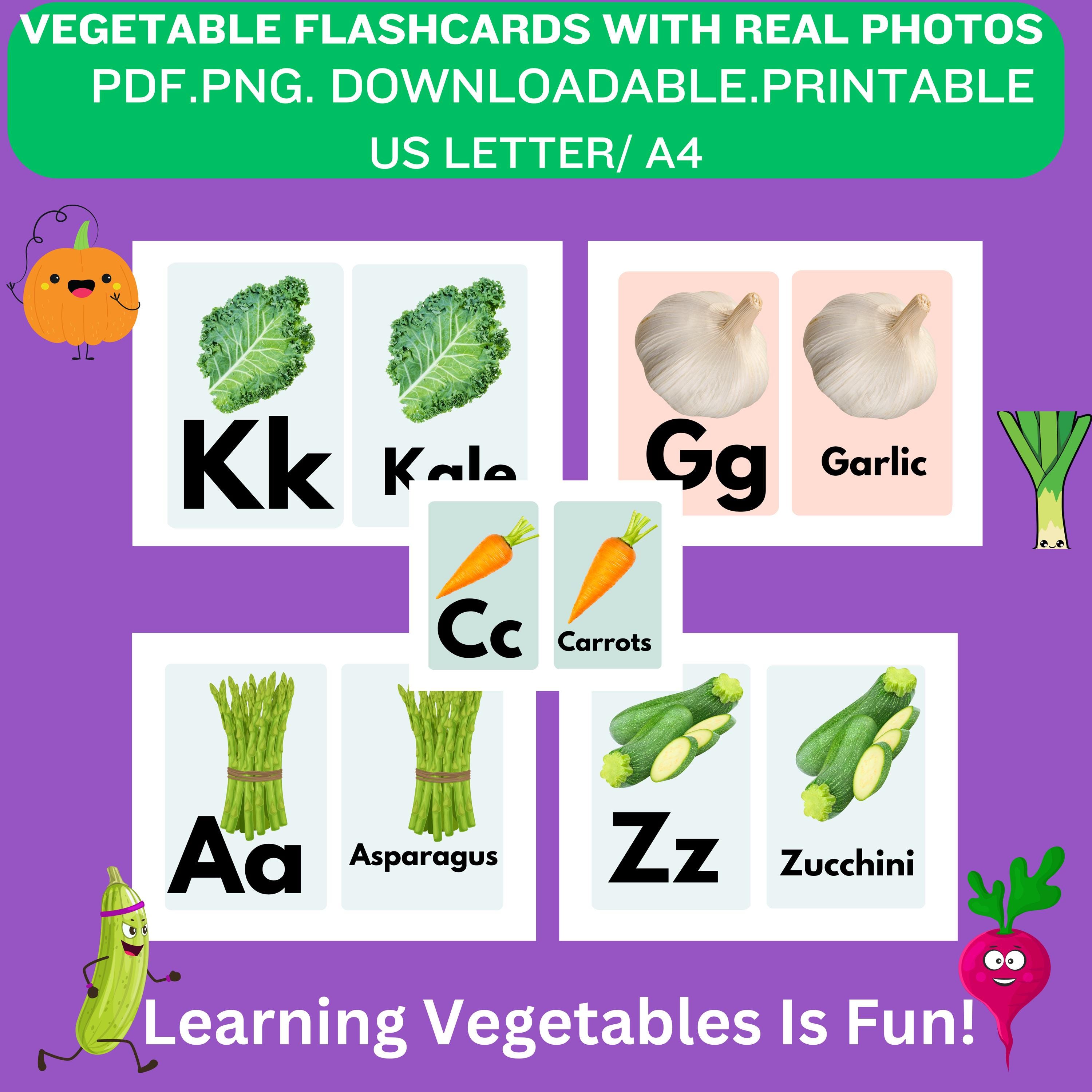 Vegetable Alphabet Flashcards: Toddler Learning ABC (PDF & PNG) - Etsy