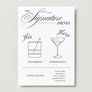 Classy Signature Drink Sign - Etsy