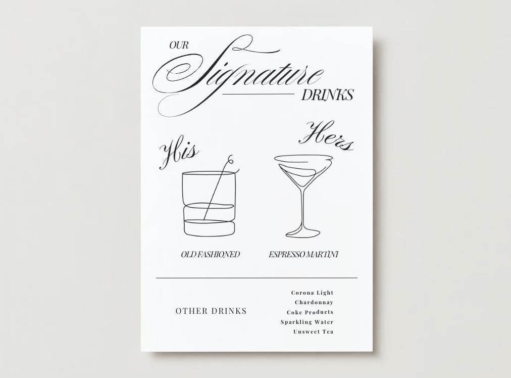 Classy Signature Drink Sign - Etsy