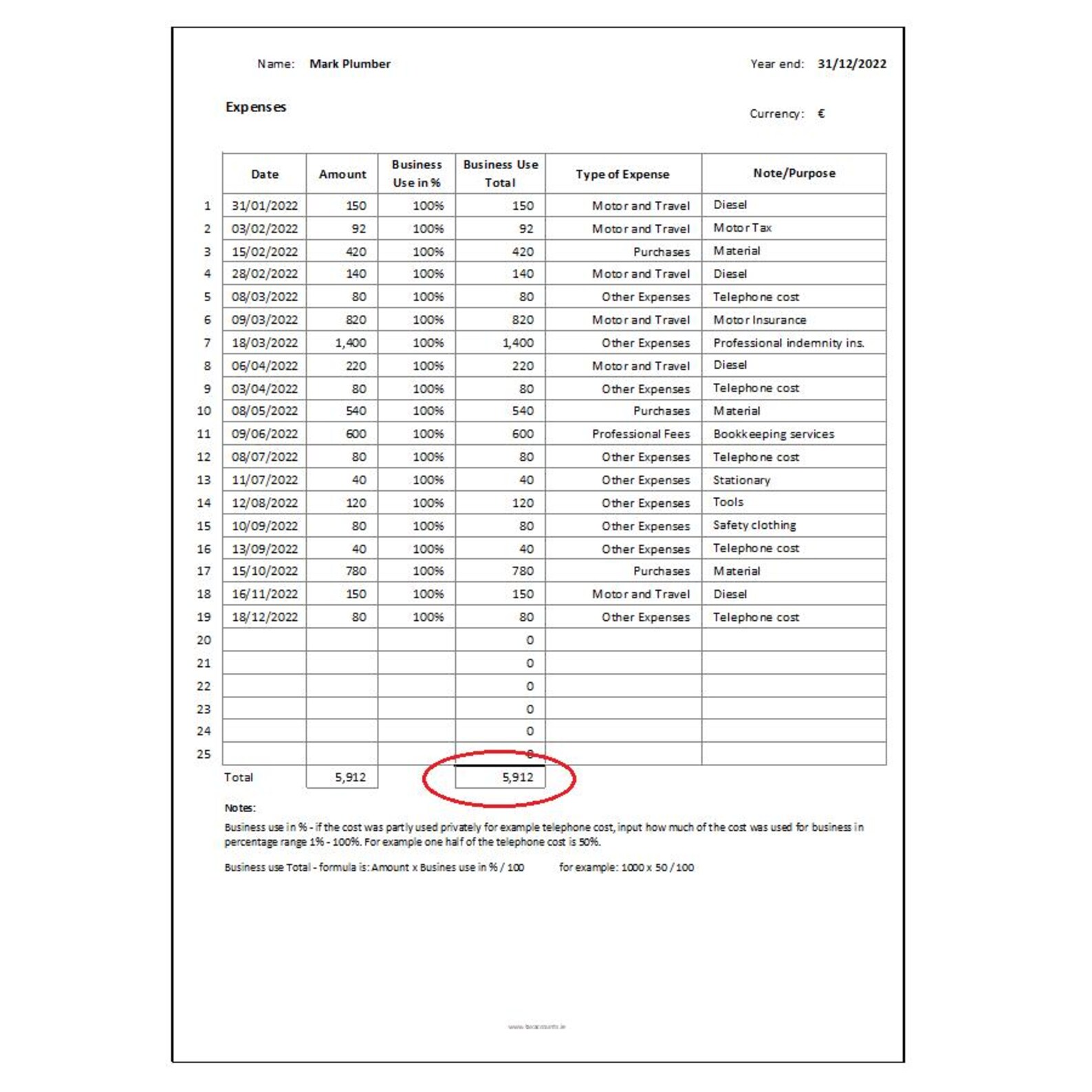 Simple Bookkeeping Excel Spreadsheet Template - Etsy