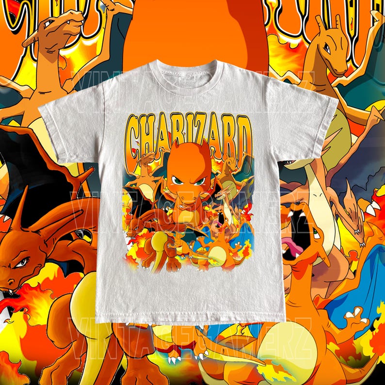 Charizard Shirt - Custom Vintage Design High Quality Tee Fan Gift Idea ...