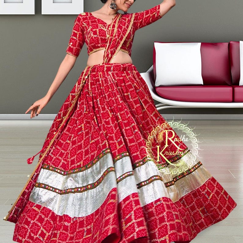 Red Chaniya Choli for Navratri Pure Rayon Lehenga Traditional Outfit ...