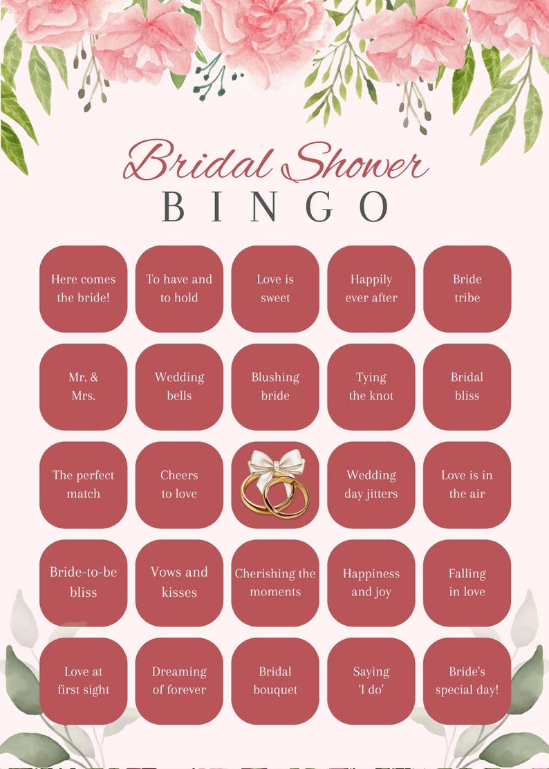 Bridal Shower Games, Bridal Shower Activity, Bridal Shower Bingo, Wedding Bingo, Editable ...