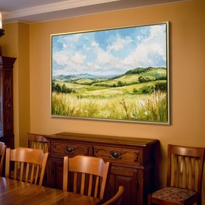 Rural Landscape Art Framed Canvas Print, Nature Scenery, Tranquil ...