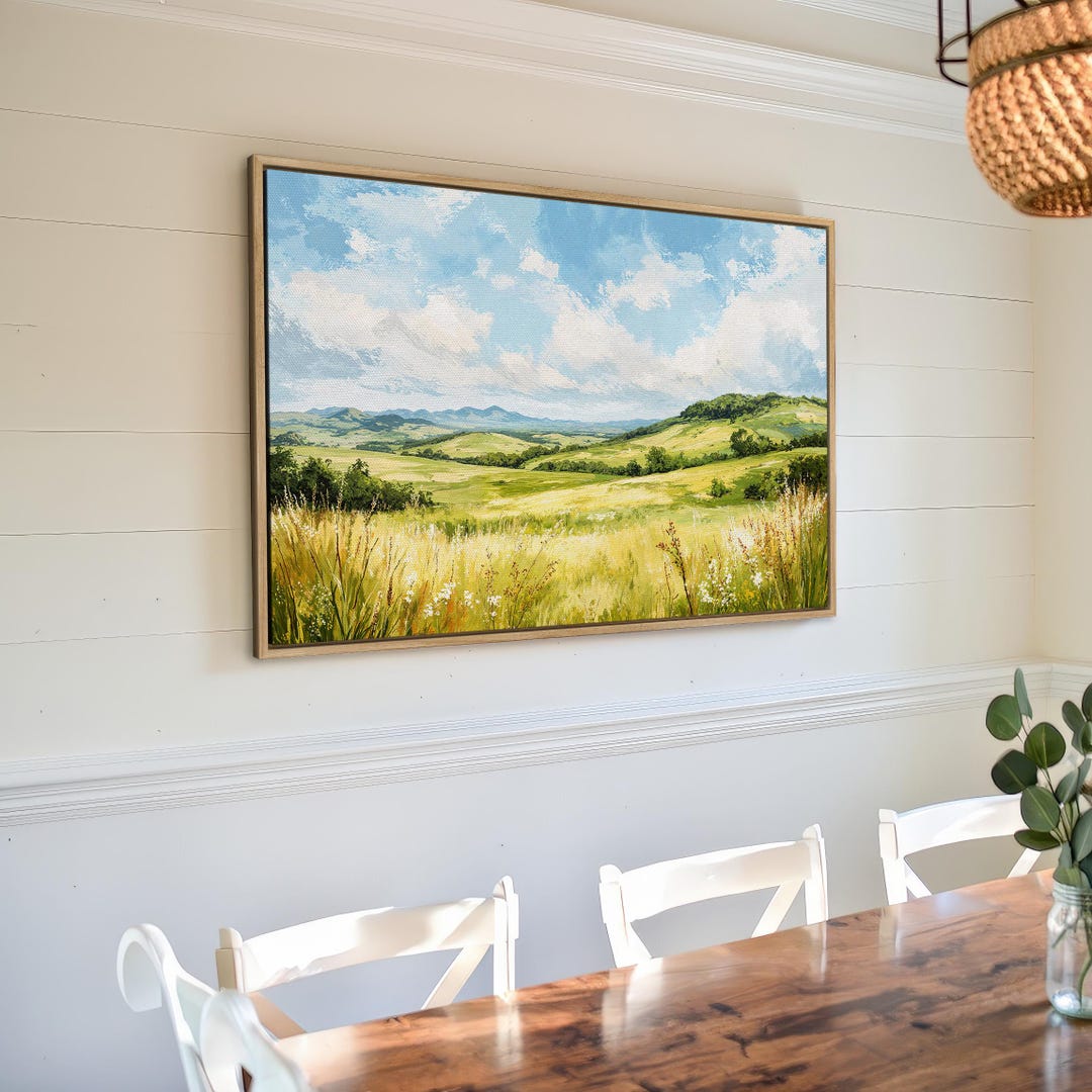 Rural Landscape Art Framed Canvas Print, Nature Scenery, Tranquil ...