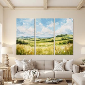 Rural Landscape Art Framed Canvas Print, Nature Scenery, Tranquil ...