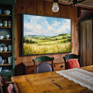 Rural Landscape Art Framed Canvas Print, Nature Scenery, Tranquil ...