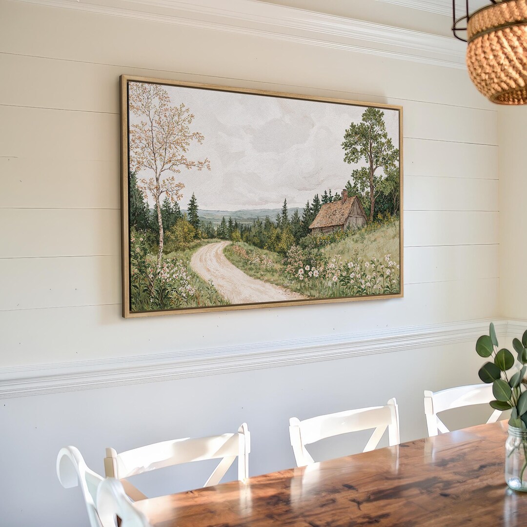 Vintage Countryside - Framed Canvas Print, Rustic Wall Art, Serene ...