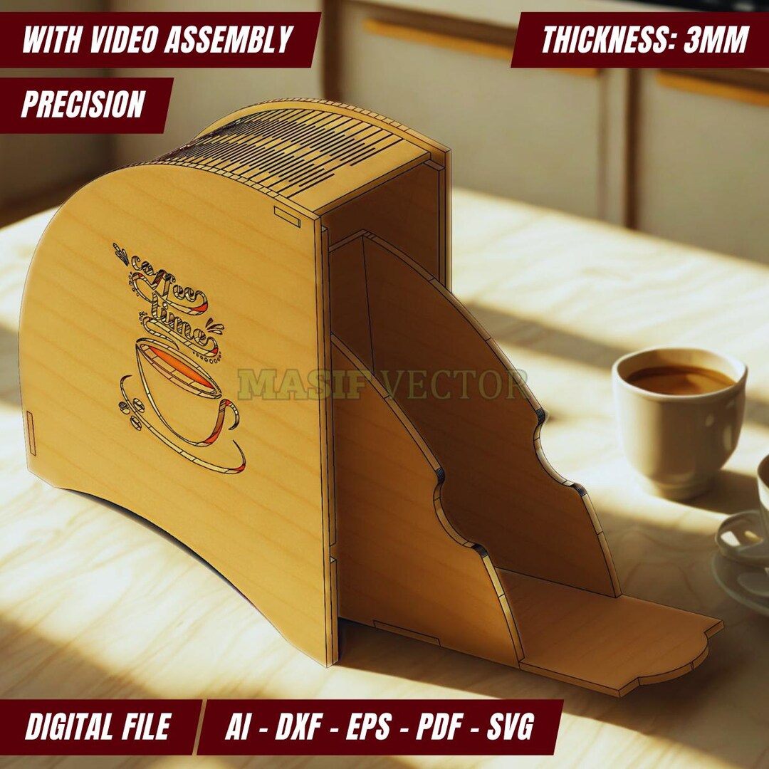 Laser Cut Coffee Filter Box Files: Kitchen Organization (digital ...