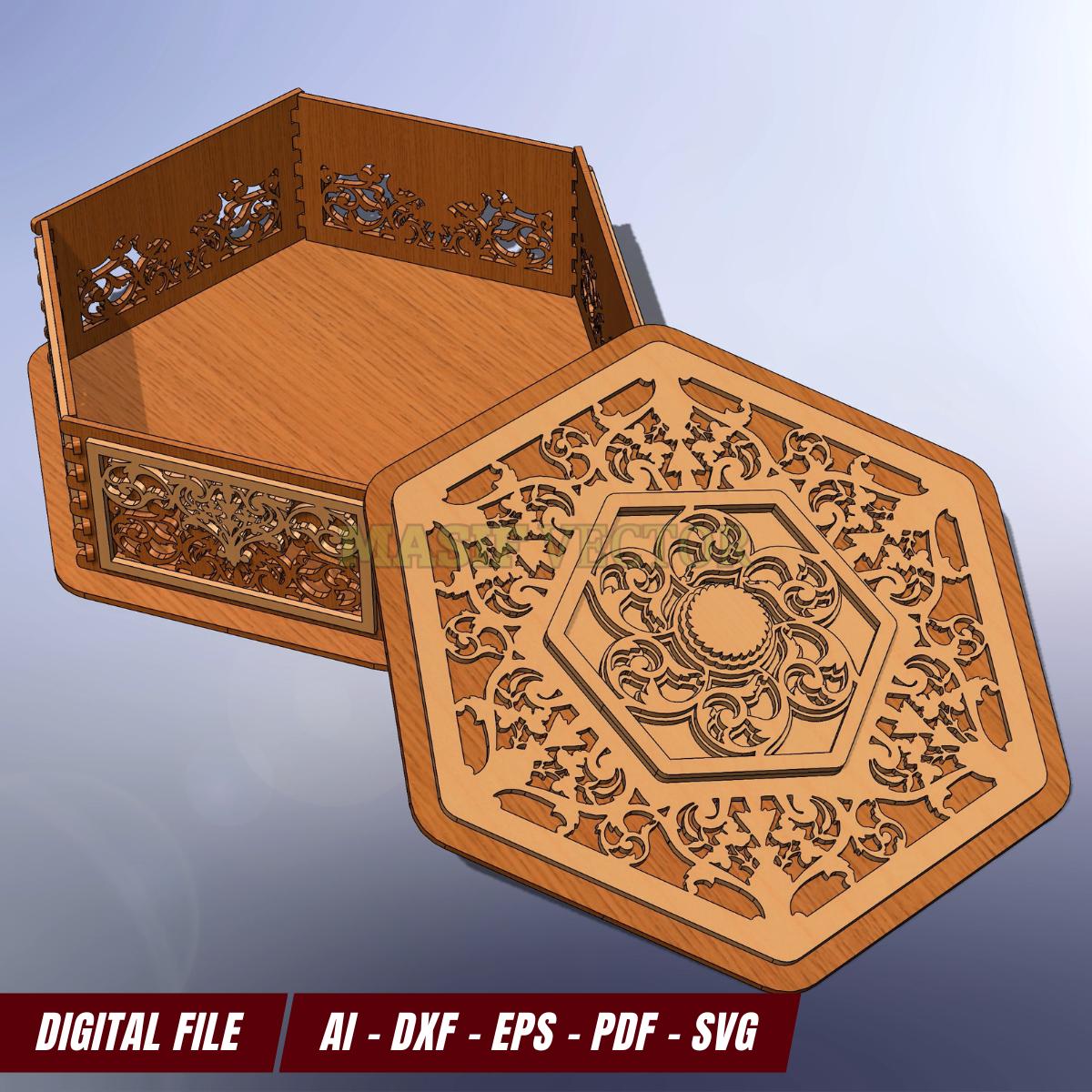 Wedding Keepsake Box: Laser Cut Hexagonal Wooden Jewelry Box (digital ...