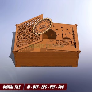 Laser Cut Eid Mubarak Gift Box: Ramadan Islamic Wooden Box Design ...