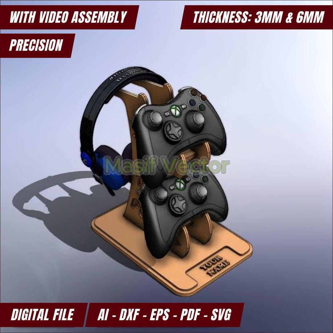 Laser Cut Files Gamepad and Headphone Stand Holder - Etsy UK
