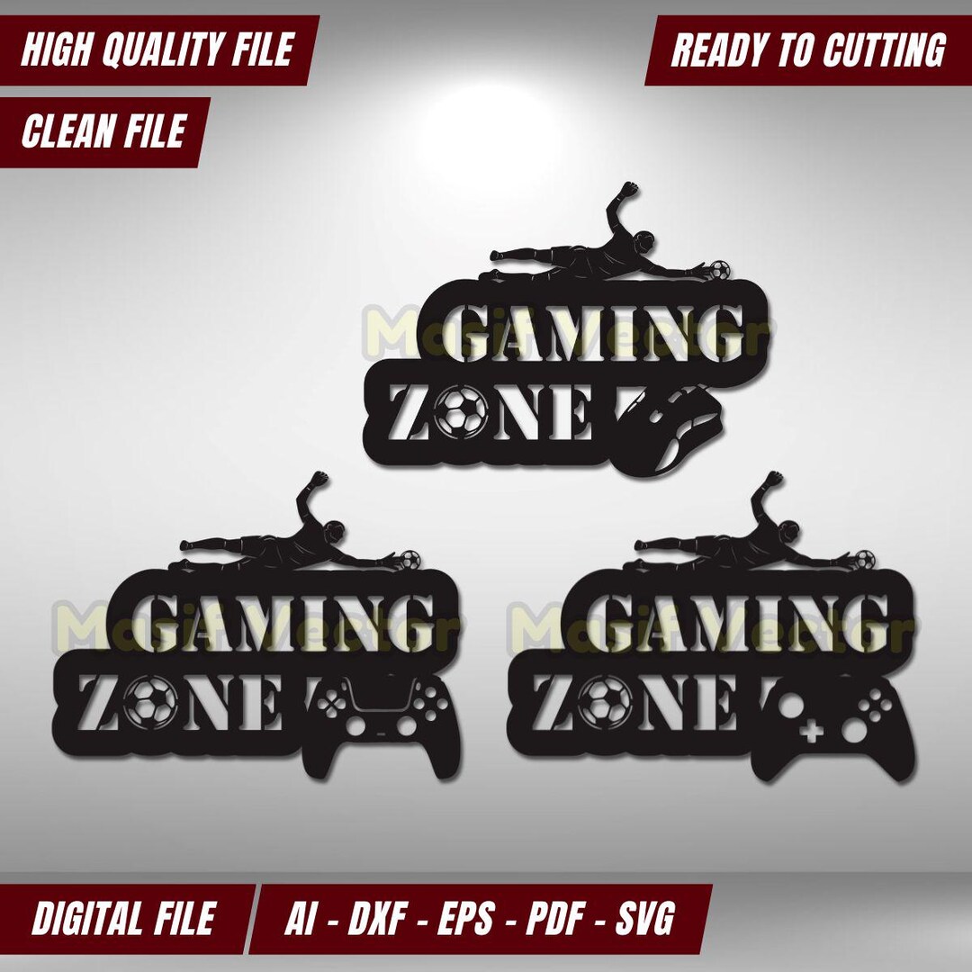 Laser Cut Files - Wall Art Decor Gaming Zone Football - Etsy