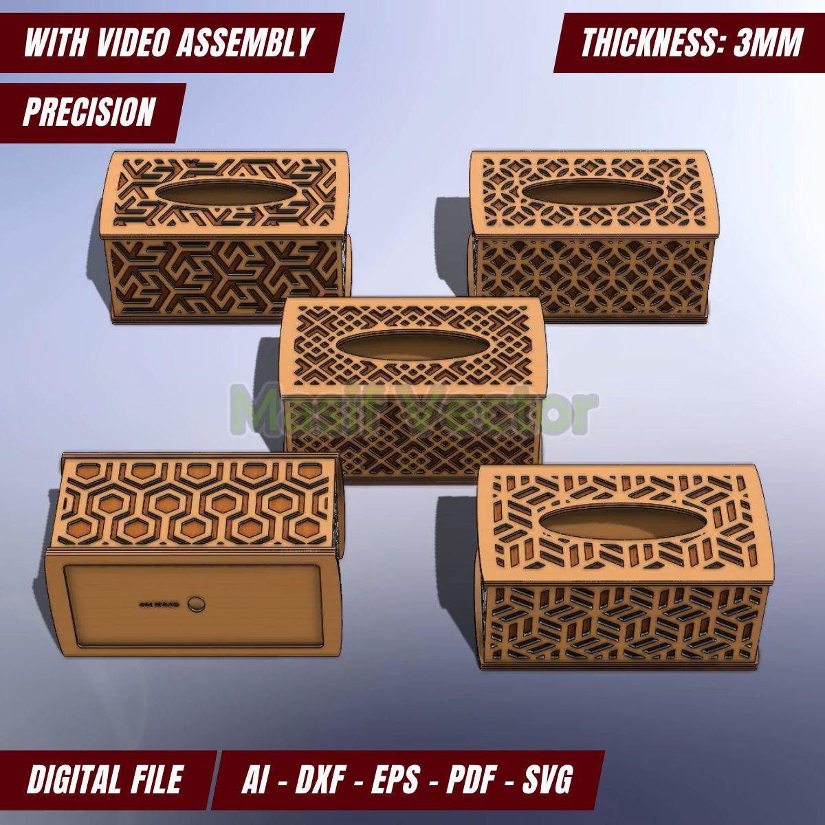 Laser Cut Files - Rectangular Tissue Box With Sliding Cover - 5 ...