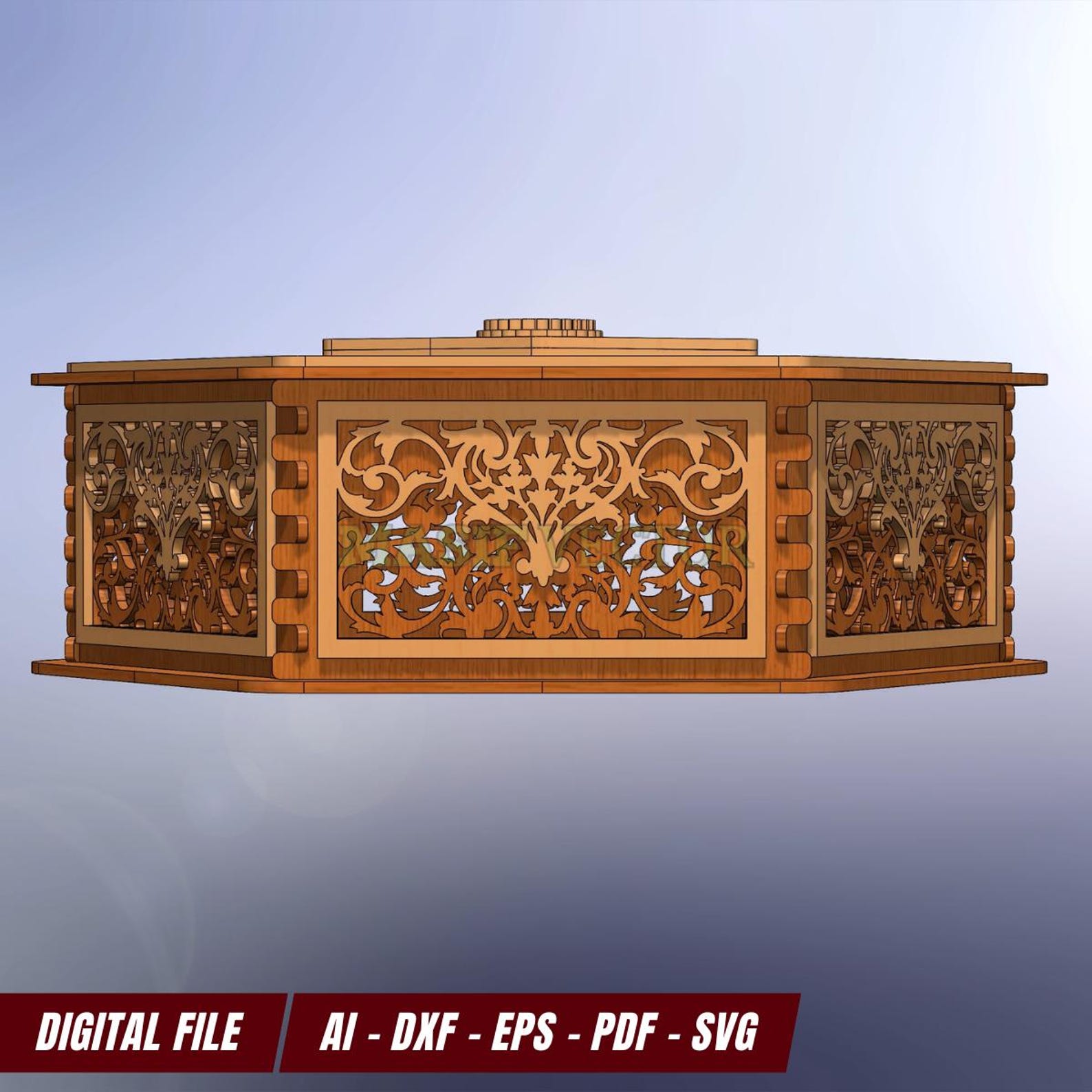 Wedding Keepsake Box: Laser Cut Hexagonal Wooden Jewelry Box (digital ...
