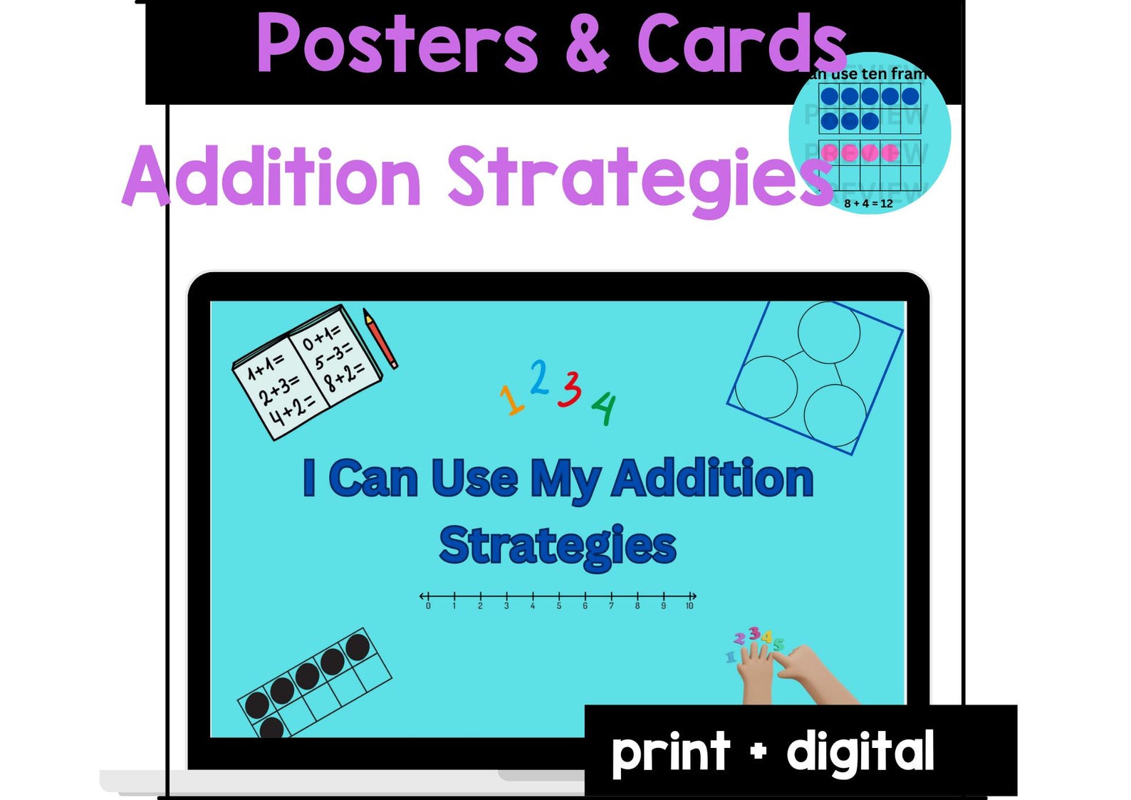 Printable Strategy Cards for Addition- Tool Kit/ Free Digital Video ...