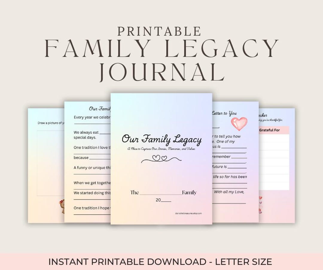Family Legacy Journal Printable Guided Memory Book Reflection Pages ...