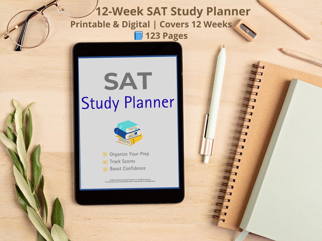 SAT Study Planner 12-week Digital & Printable Test Prep College ...
