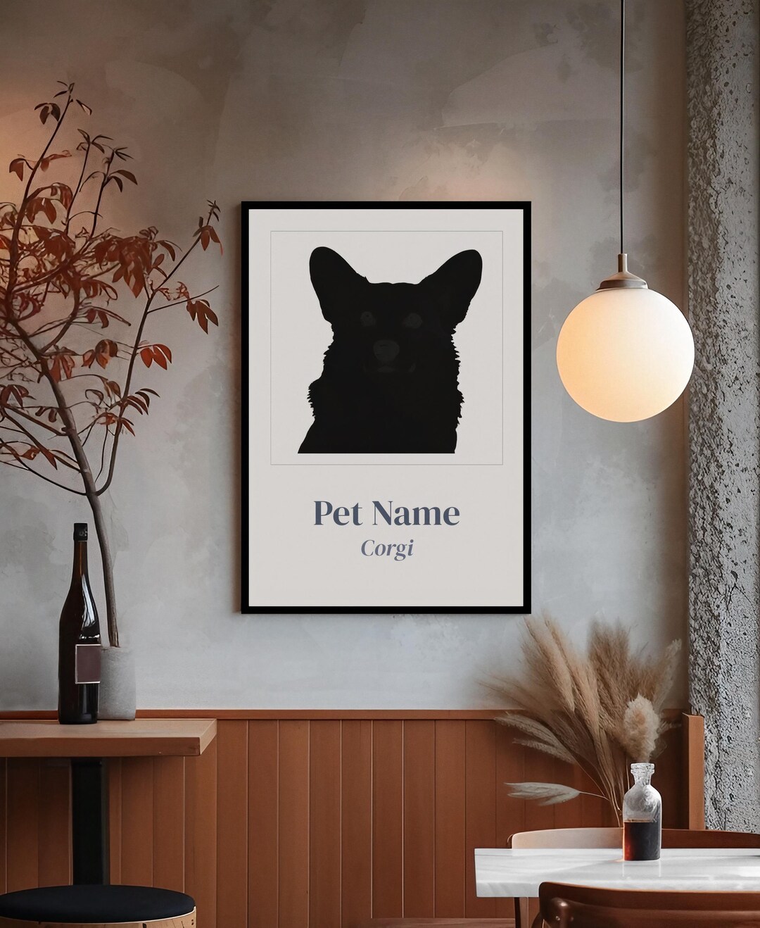 Corgi Silhouette Art Print: Minimalist Dog Portrait (digital Download ...