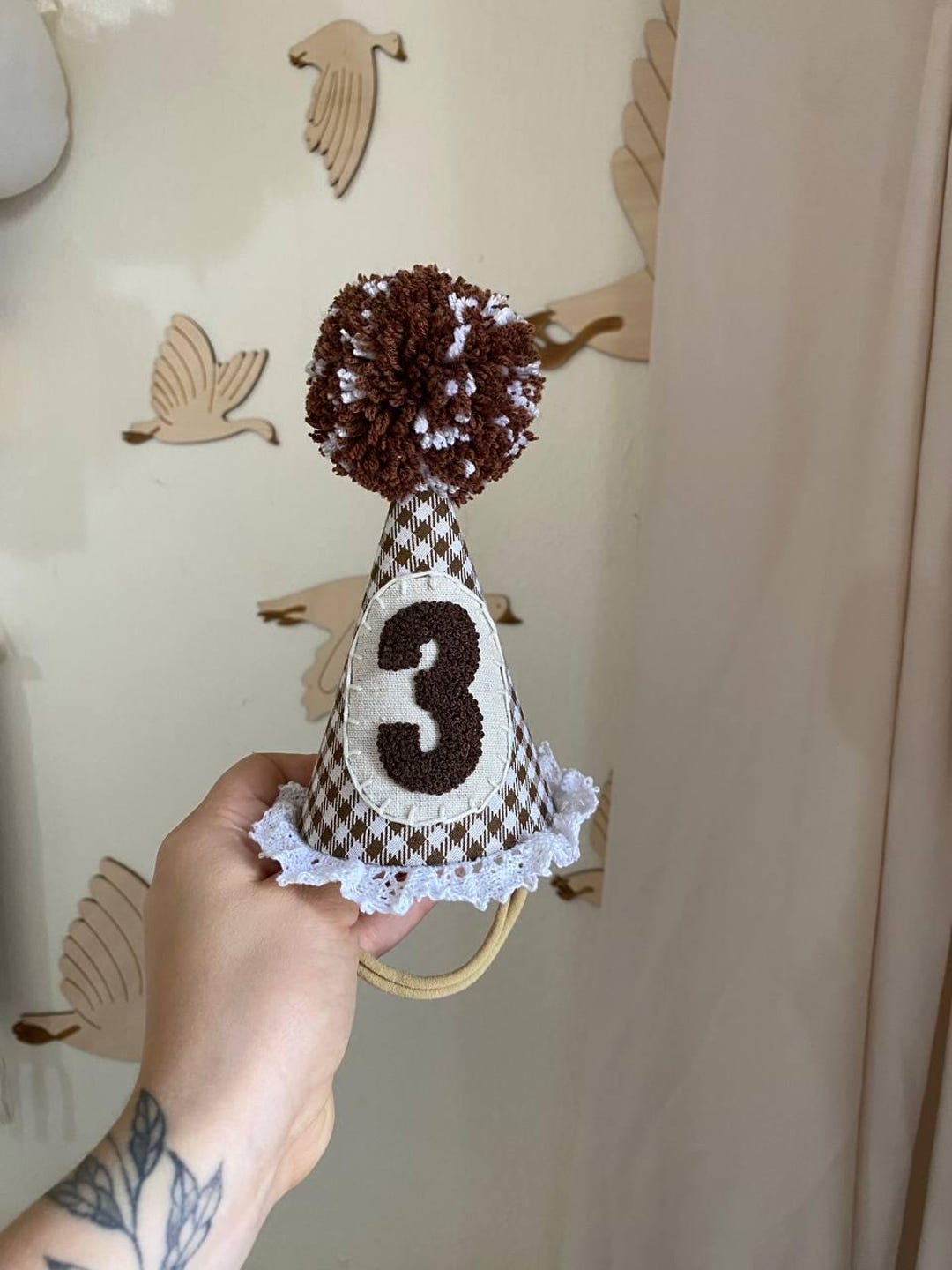 Vintage Style Number 3 Birthday Hat: Embroidered Toddler Party Prop - Etsy