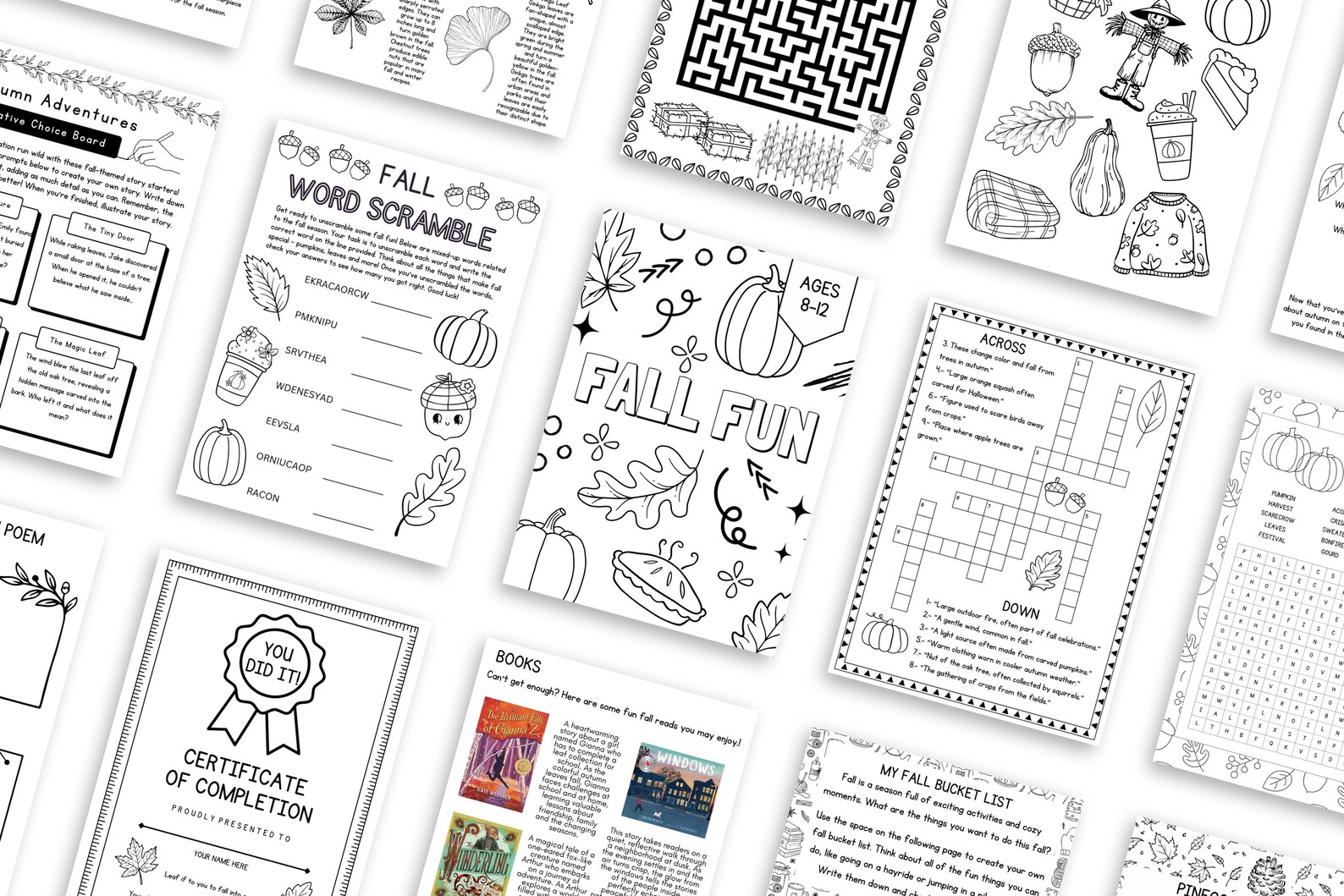 27-page Fall Activity Kit for Kids Ages 8-12 | Educational & Fun ...