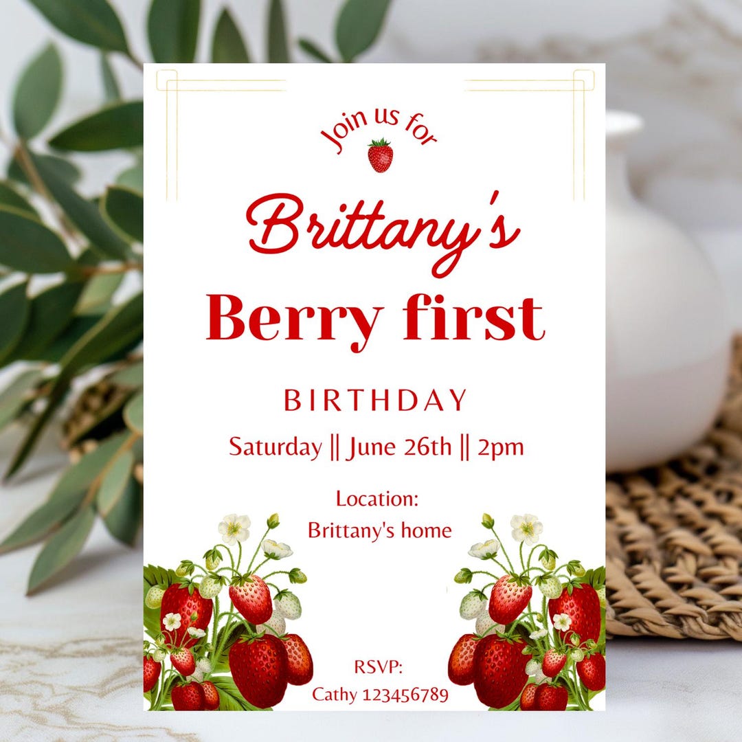 Berry First Birthday Invitation | Berry 1st Birthday | Berry First ...