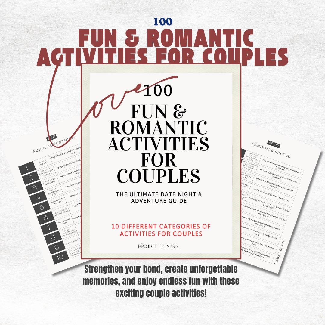 100 Romantic Activities for Couples: Date Night Adventure Guide - Etsy
