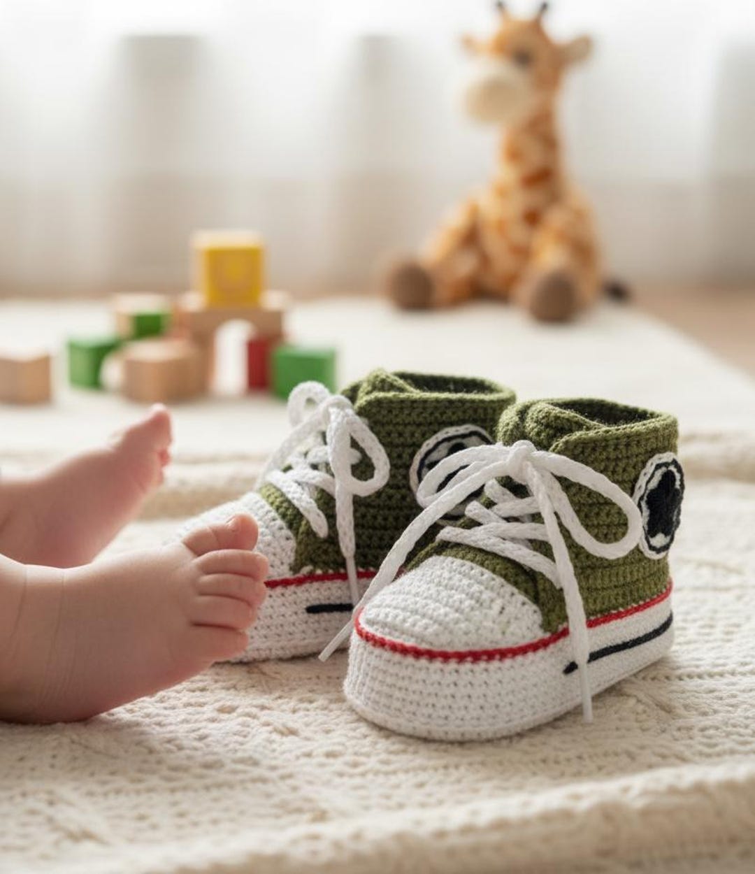 Crochet Baby Sneakers Pattern PDF - High Top Converse Style Bootie - Etsy