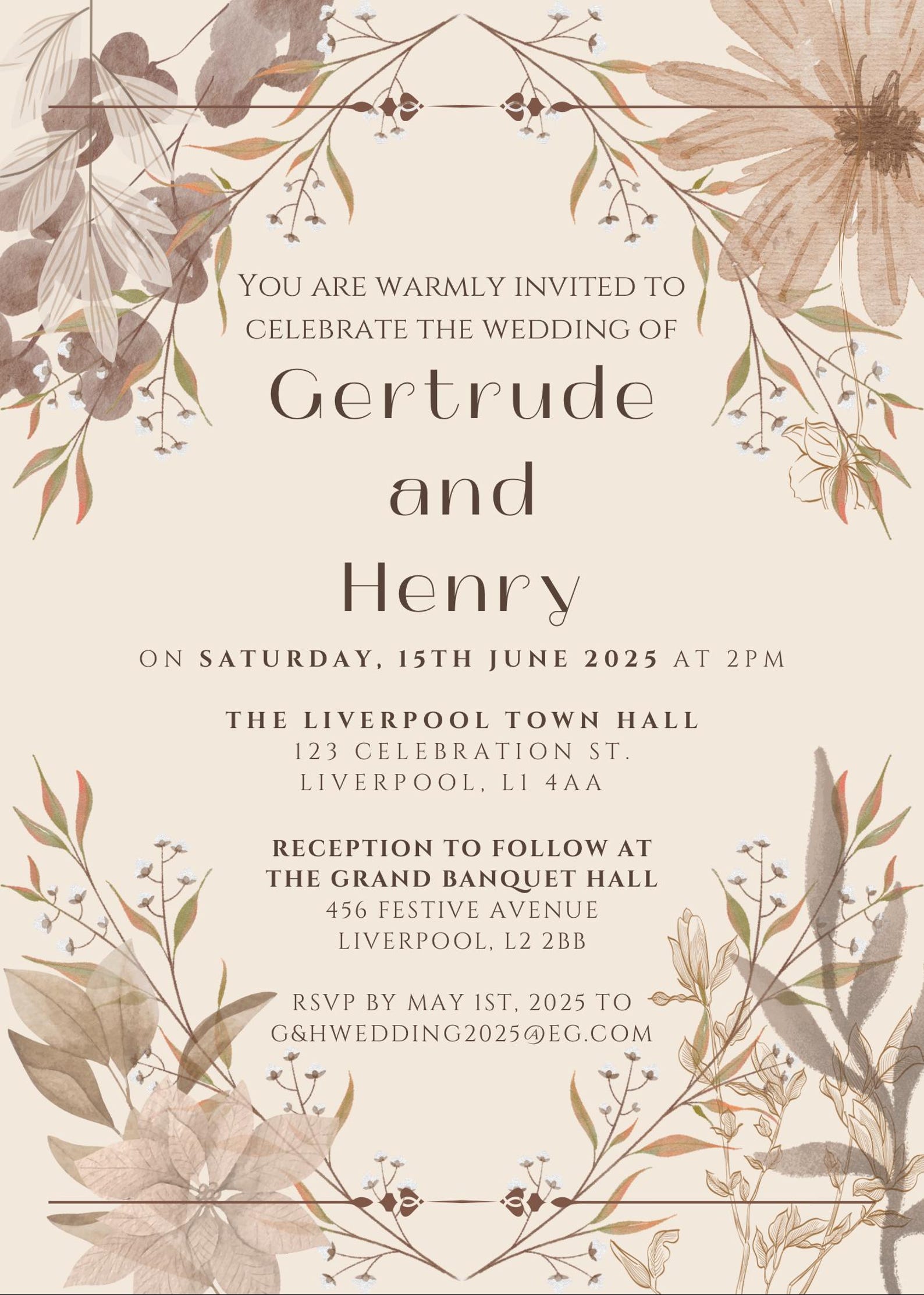 Rustic Brown Wedding Invitation | Instant Download | 5 X 7 Size ...